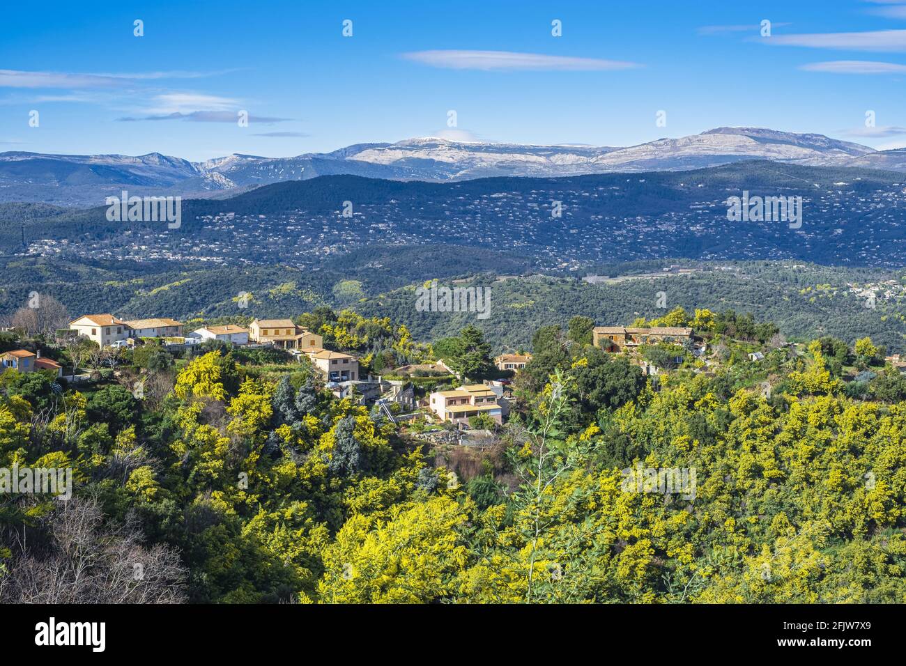 France, Var, Tanneron, perched village surrounded by a forest of ...