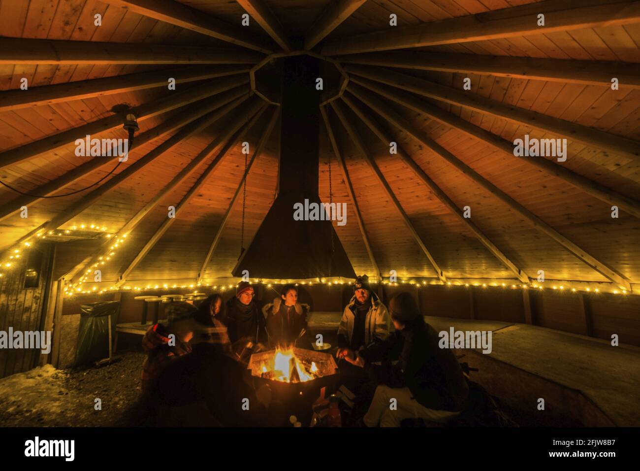 Sweden, Lapland, Kiruna, Alta winter Camp, goahti or Saami traditional ...