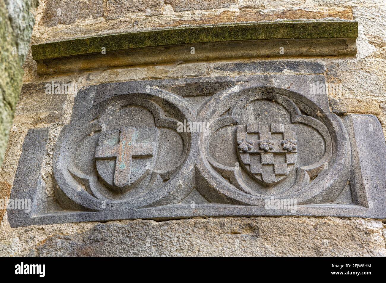 France, Puy-de-Dome, La Sauvetat village, lintel of the entrance to the ...