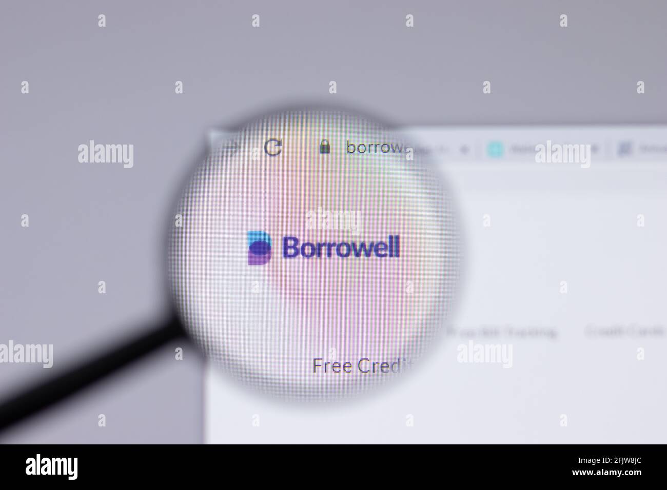 New York, USA - 26 April 2021: Borrowell logo close-up on website page ...