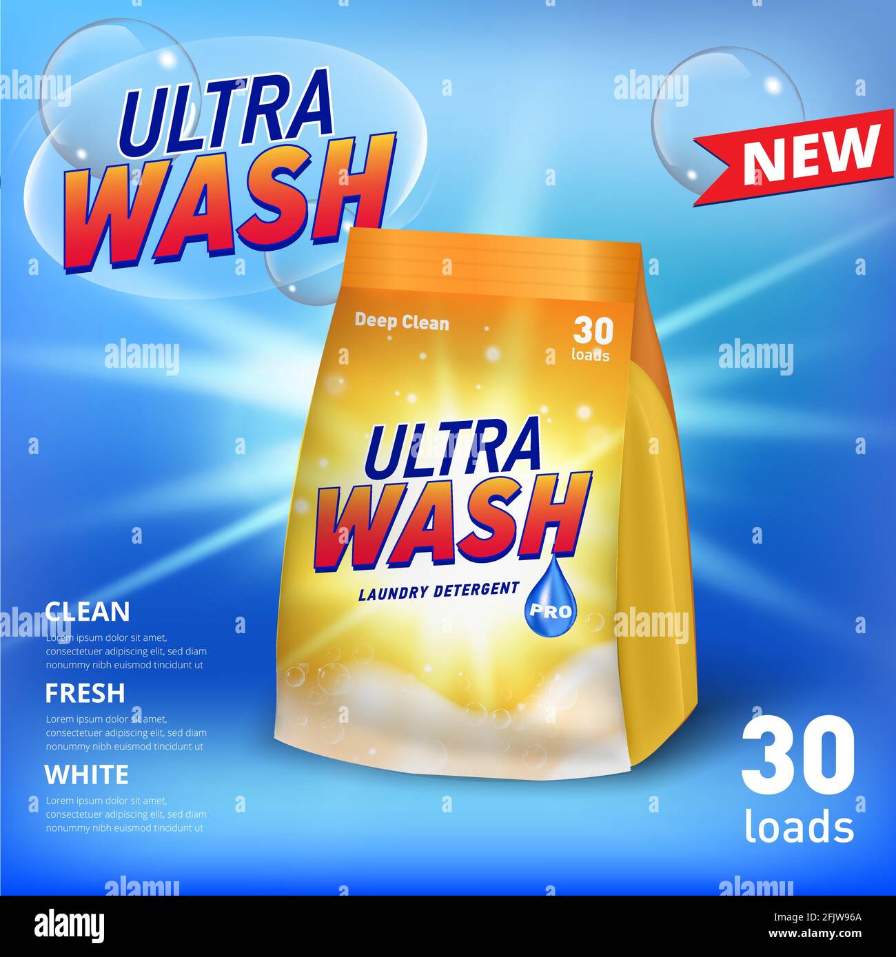 Advirtising template for laundry detergent in soft package container ...