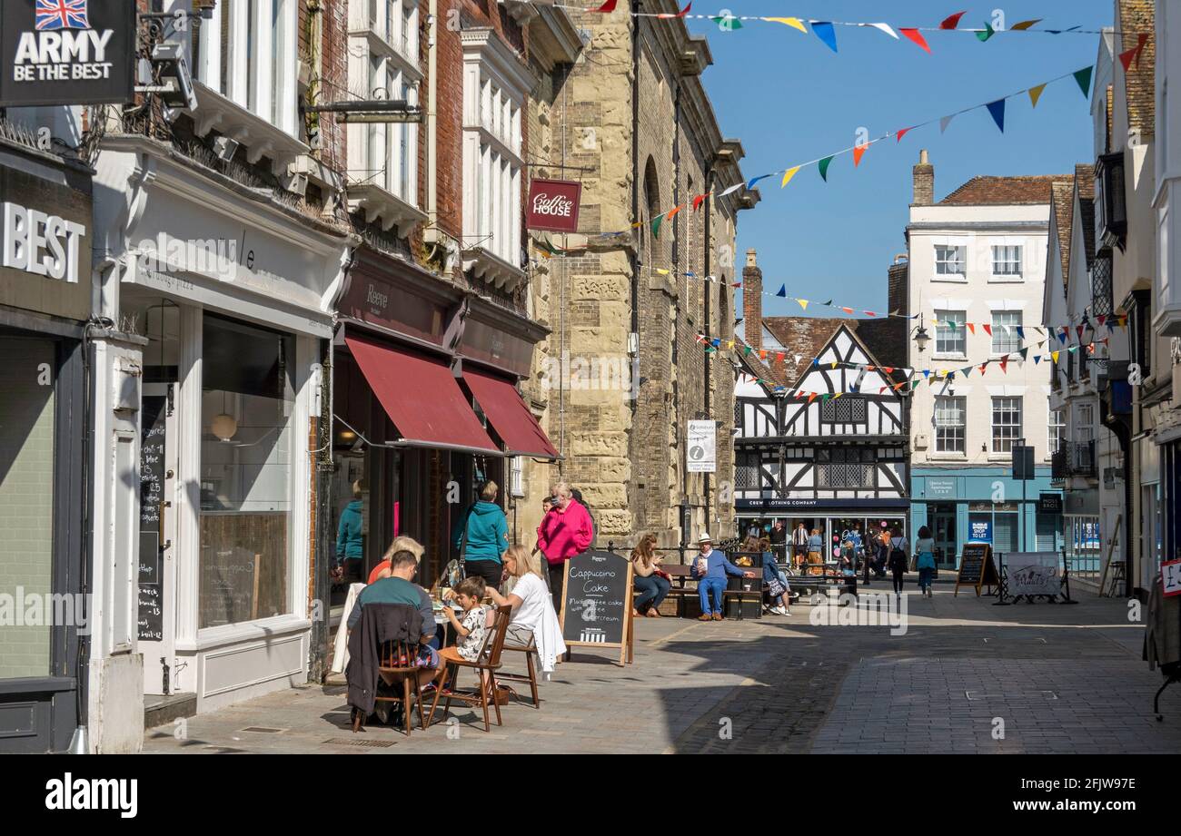 Salisbury, Wiltshire, England, UK. 2021. Pedestrian street in city ...