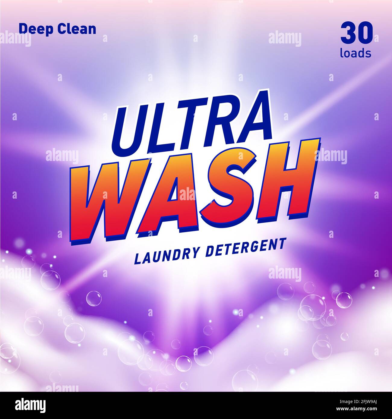 Detergent package design template with lens flare and realistic soap ...