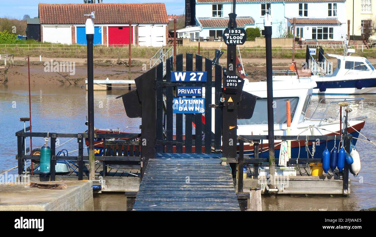 Walberswick, Suffolk, UK - 26 April 2021: Boats on the river Blyth ...