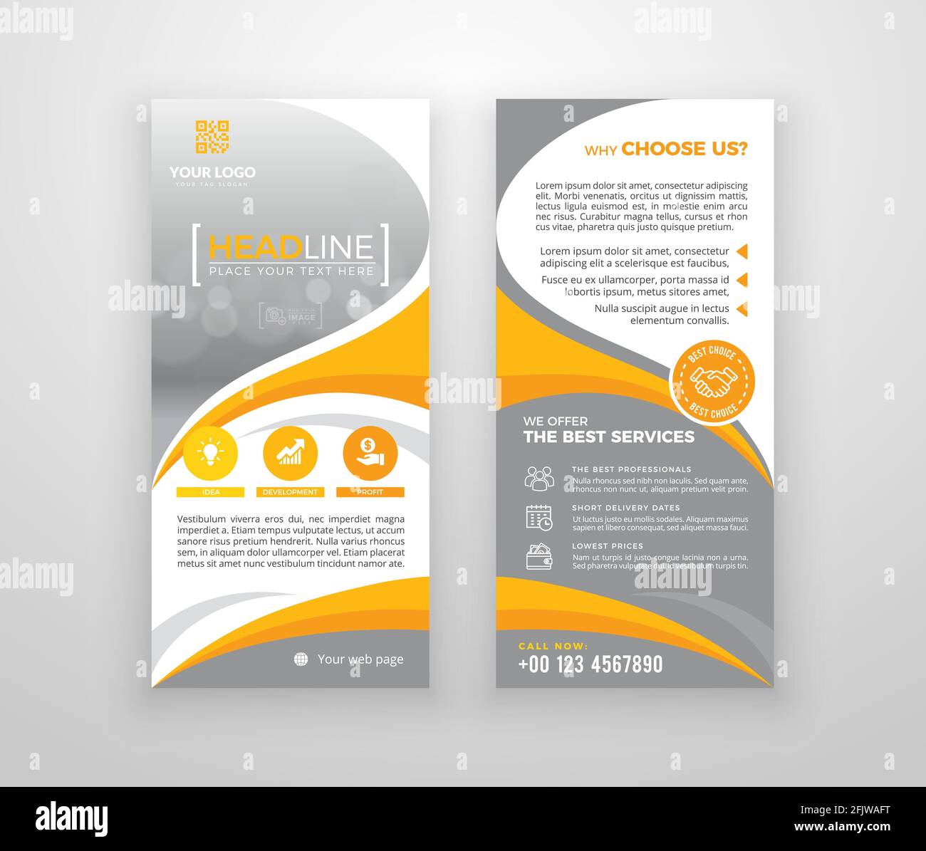 Double-sided DL flyer design. Brochure or flyer template. Layout with ...