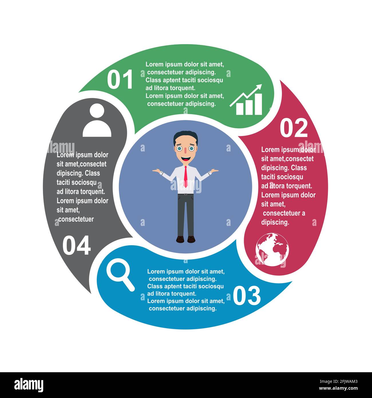 4 step vector element in four colors with labels, infographic diagram ...