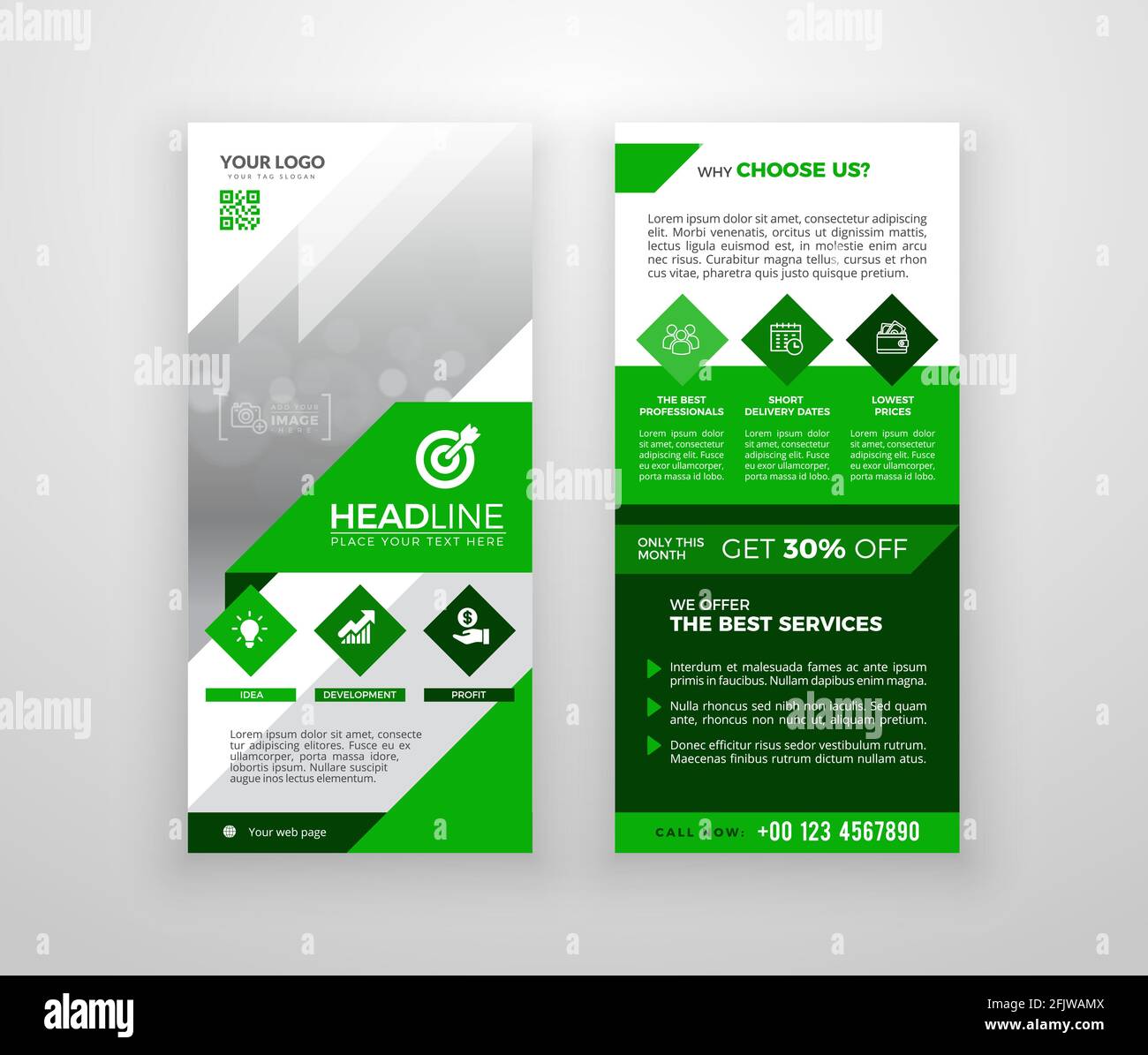 Double-sided DL flyer design. Brochure or flyer template. Layout with ...