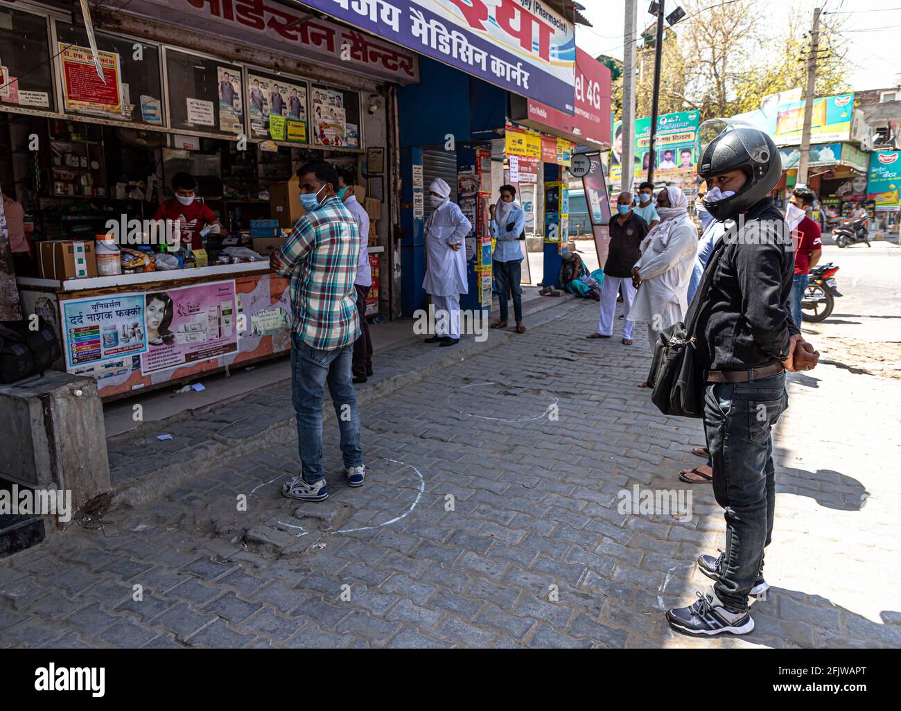 lock down in india.people maintain social distancing as they stand in ...