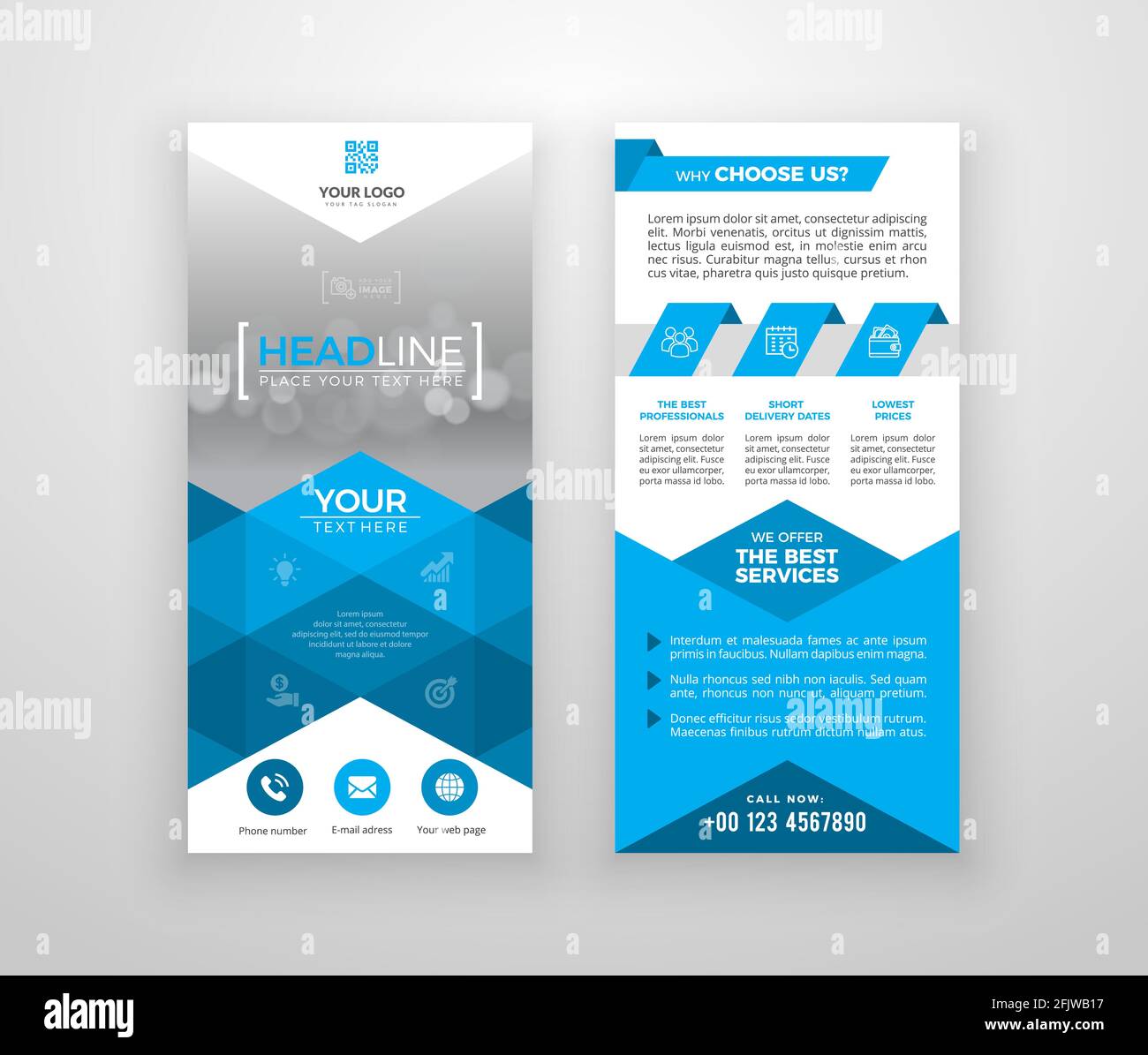 Double-sided DL flyer design. Brochure or flyer template. Layout with ...