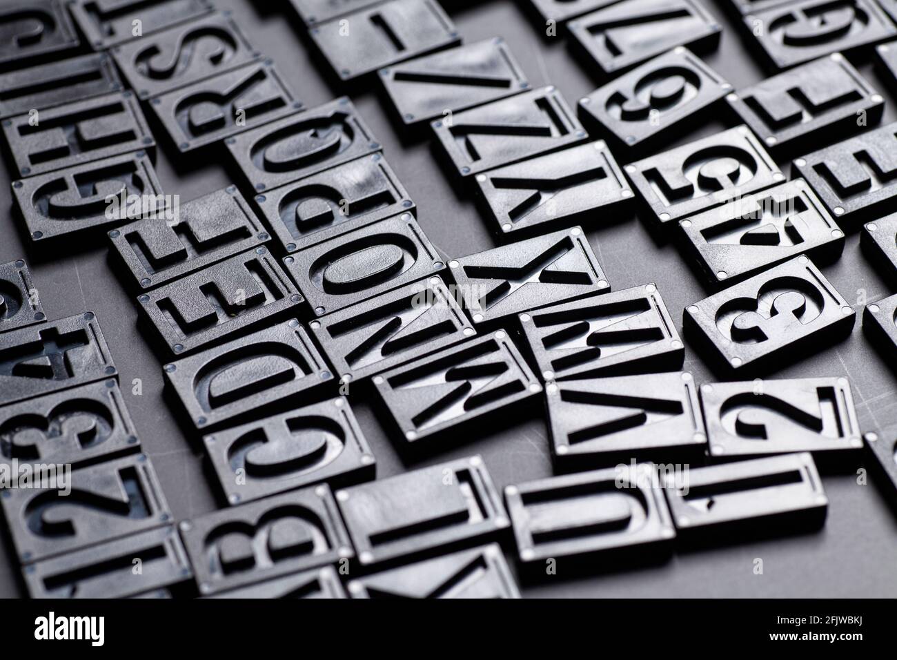 letterpress alphabet and numbers background Stock Photo - Alamy