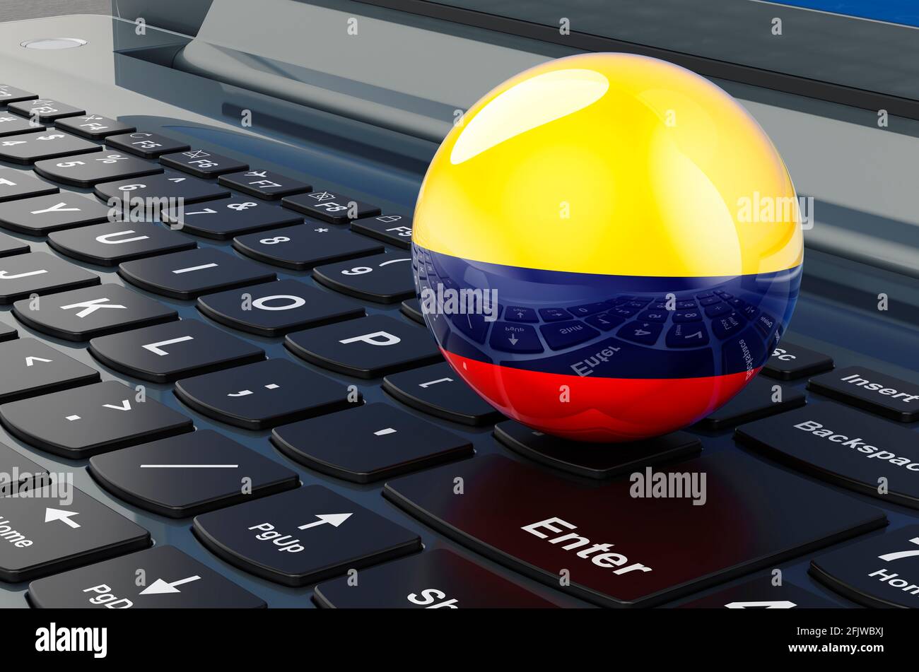 Colombian flag on laptop keyboard. Online business, e-education ...
