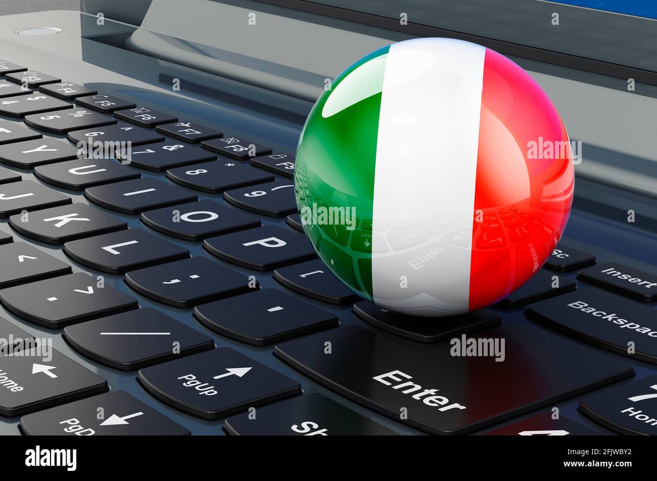 Irish flag on laptop keyboard. Online business, e-education, shopping ...