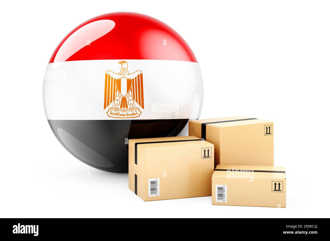 Parcels with Egyptian flag. Shipping and delivery in Egypt, concept. 3D ...
