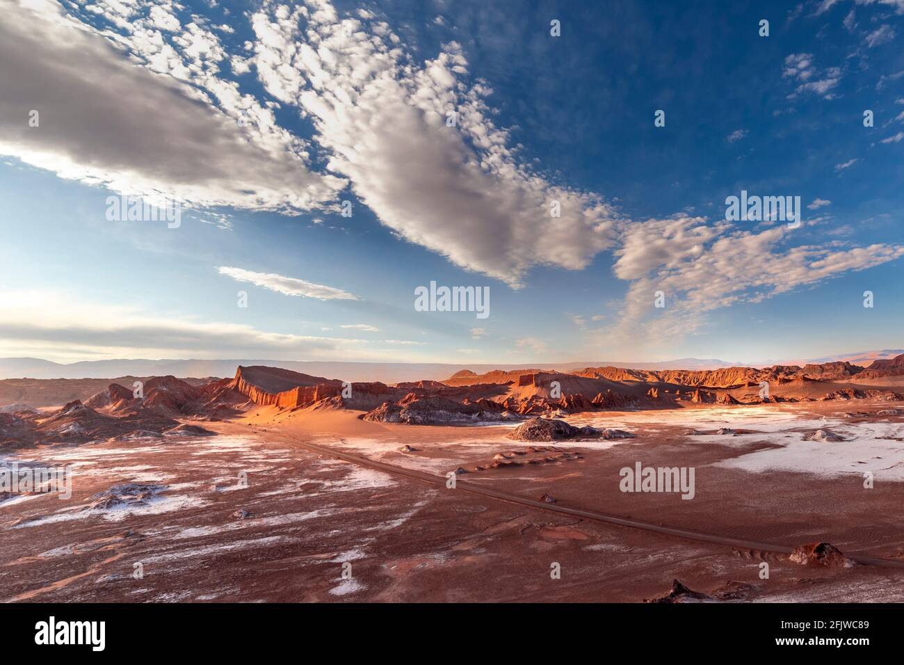 Moon Valley, Valle de la Luna, at sunset, in Atacama desert, Chile, South America Stock Photo ...