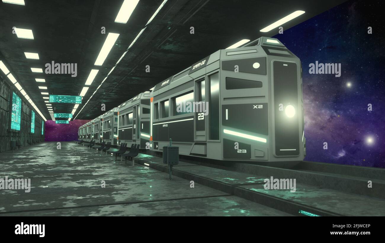 3d render. Futuristic space train concept Stock Photo - Alamy