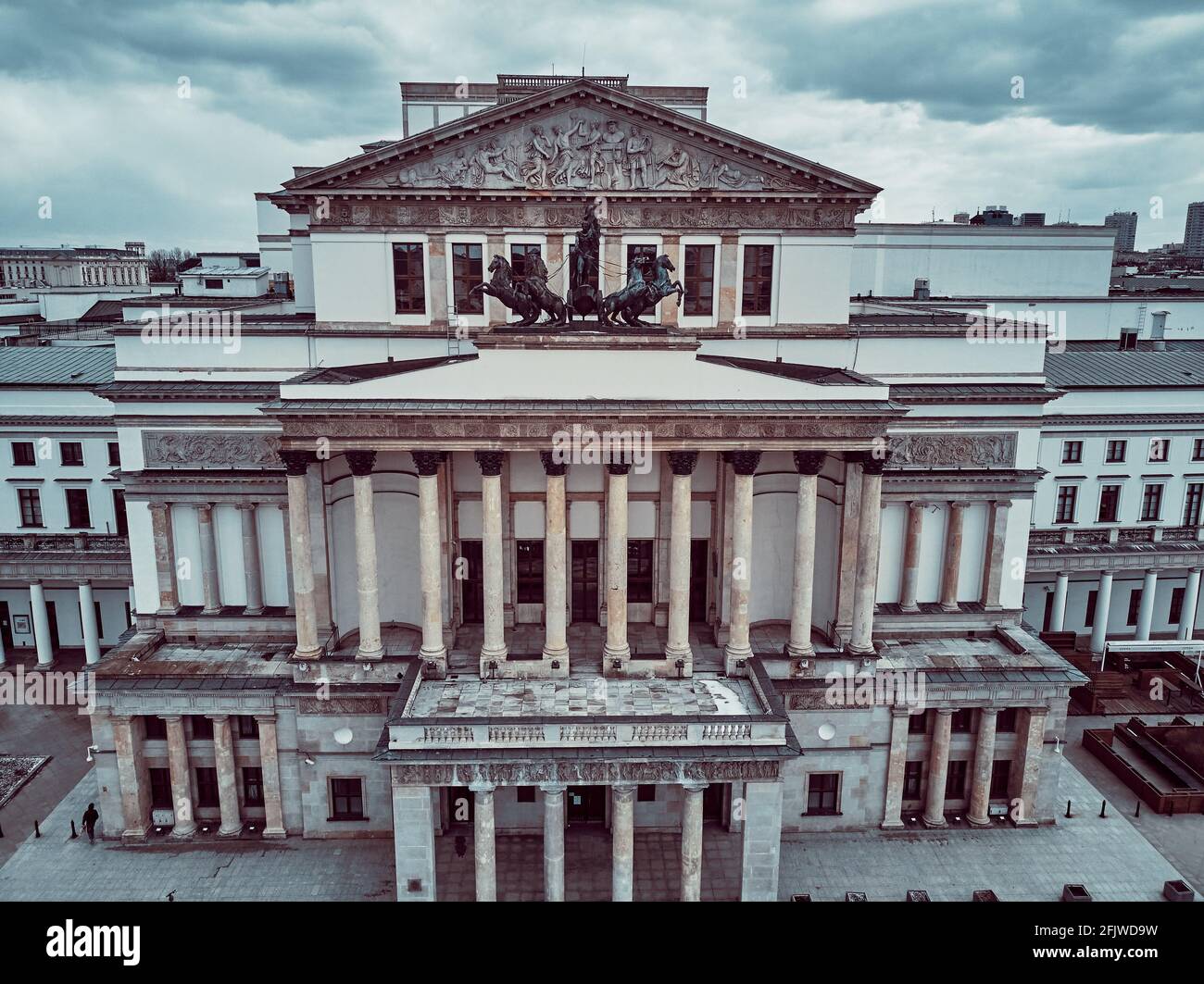 Beautiful panoramic aerial drone skyline view of the Warsaw Grand ...