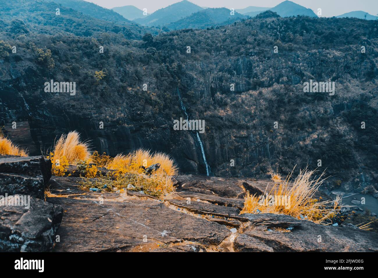 Picturesque landscape of the Duduma waterfalls in India on a sunny day ...