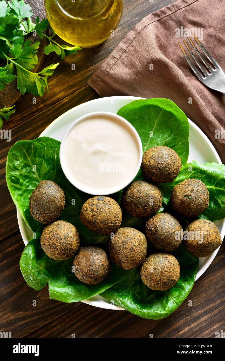 Falafel balls. Deep fried balls from ground chickpeas. Traditional ...