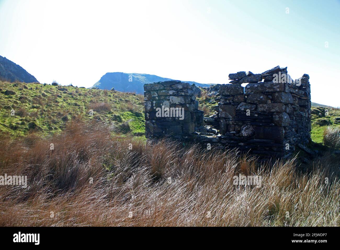 Old stone slate quarry buildings on Moelwyn Mawr, Croesor Stock Photo ...