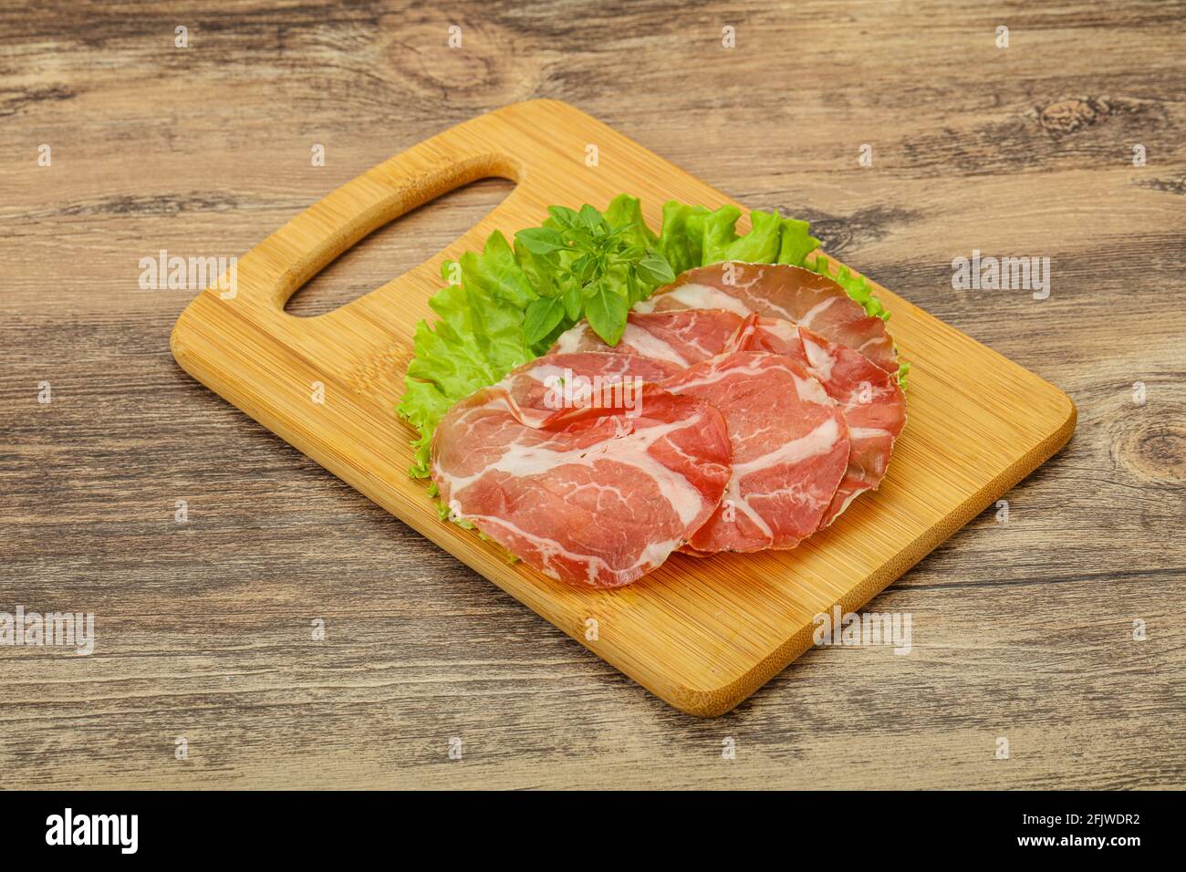 Delicous Smoked pork neck slices snack Stock Photo - Alamy