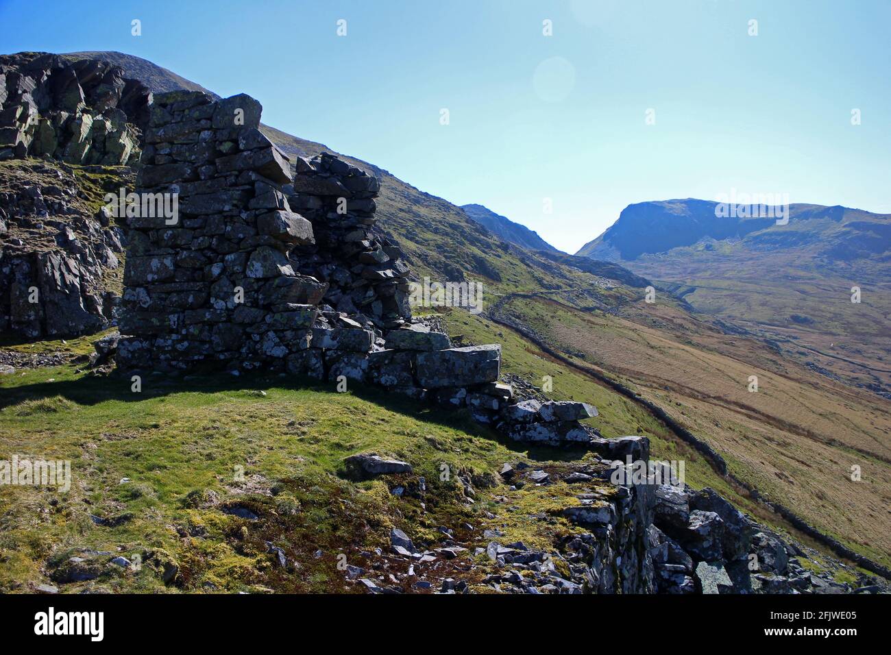 Old stone slate quarry buildings on Moelwyn Mawr, Croesor Stock Photo ...