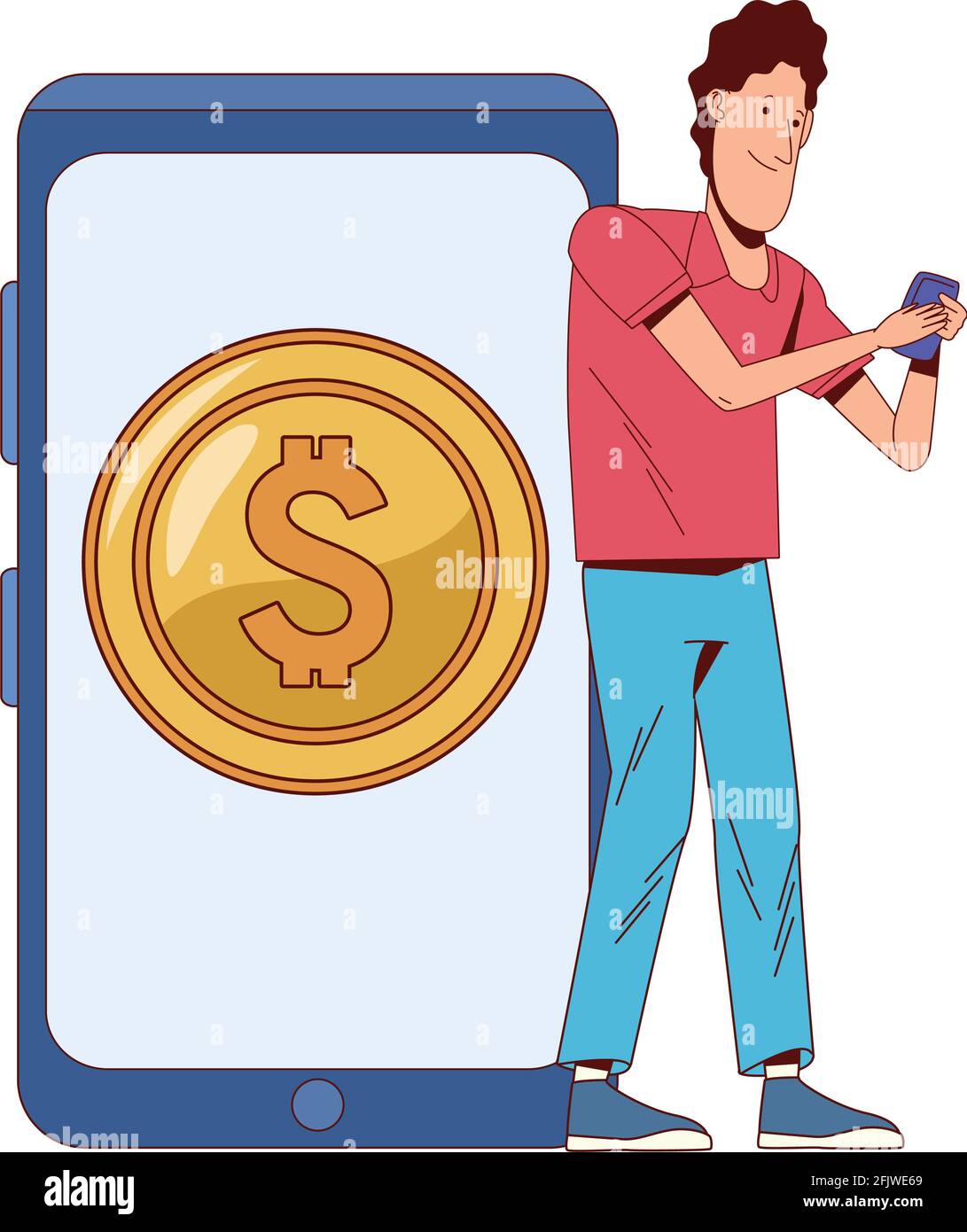 Man smartphone and cash Cut Out Stock Images & Pictures - Alamy