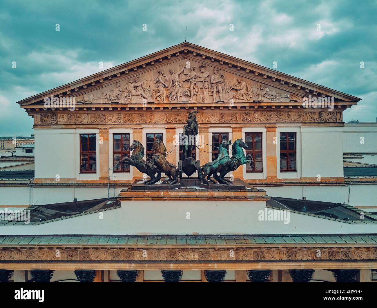 Beautiful panoramic aerial drone skyline view of the Warsaw Grand ...
