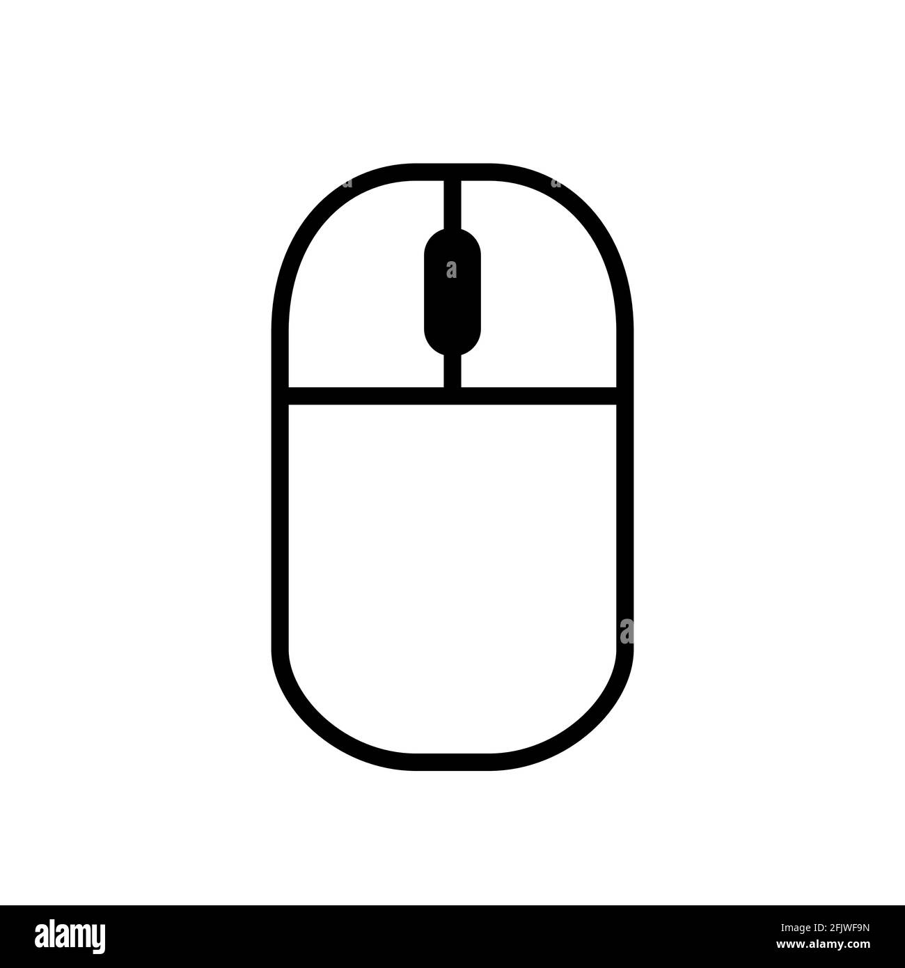 Computer mouse, simple black icon isolated on the white background ...