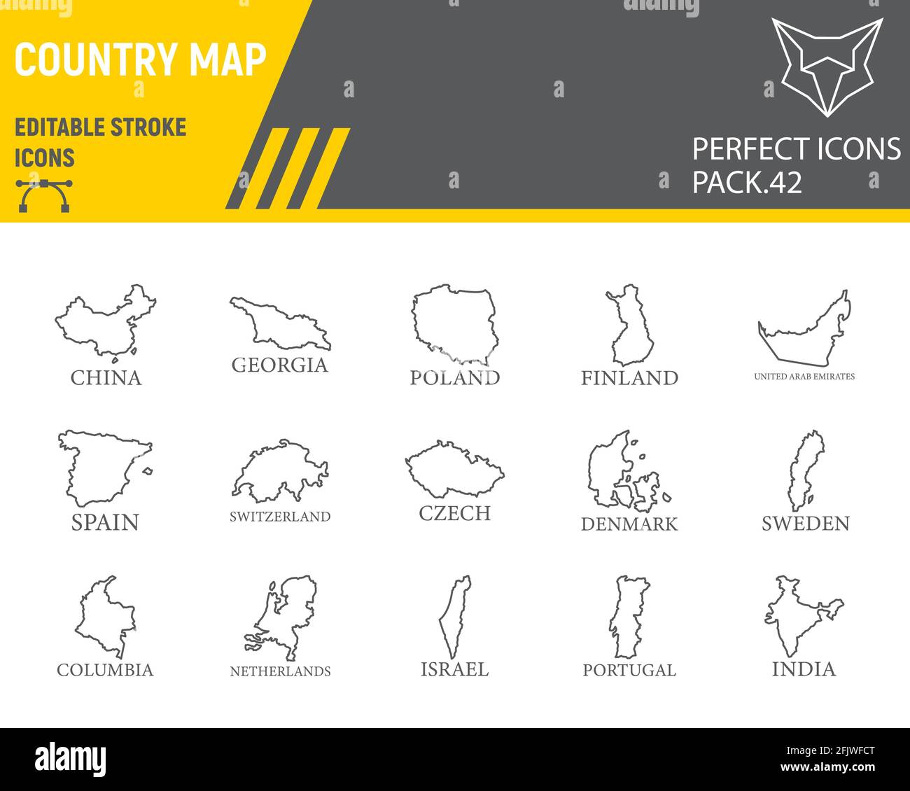 Map of country line icon set Stock Vector Image & Art - Alamy