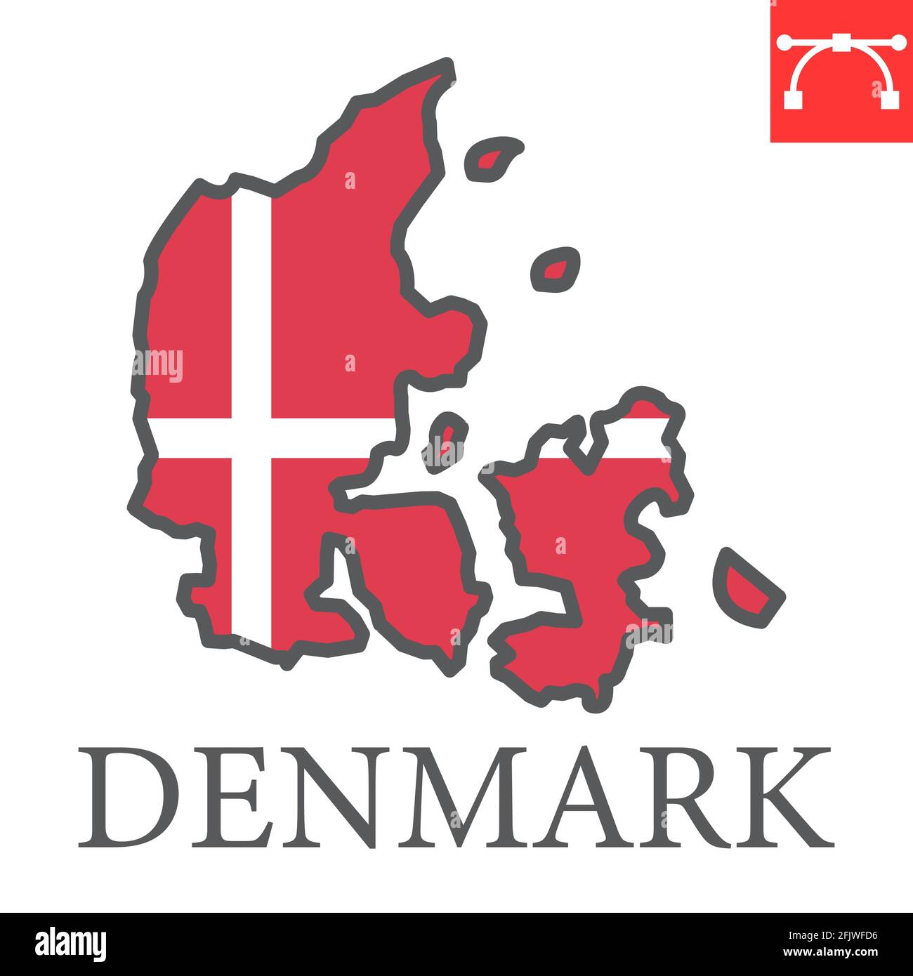 Map of Denmark flag color line icon Stock Vector Image & Art - Alamy