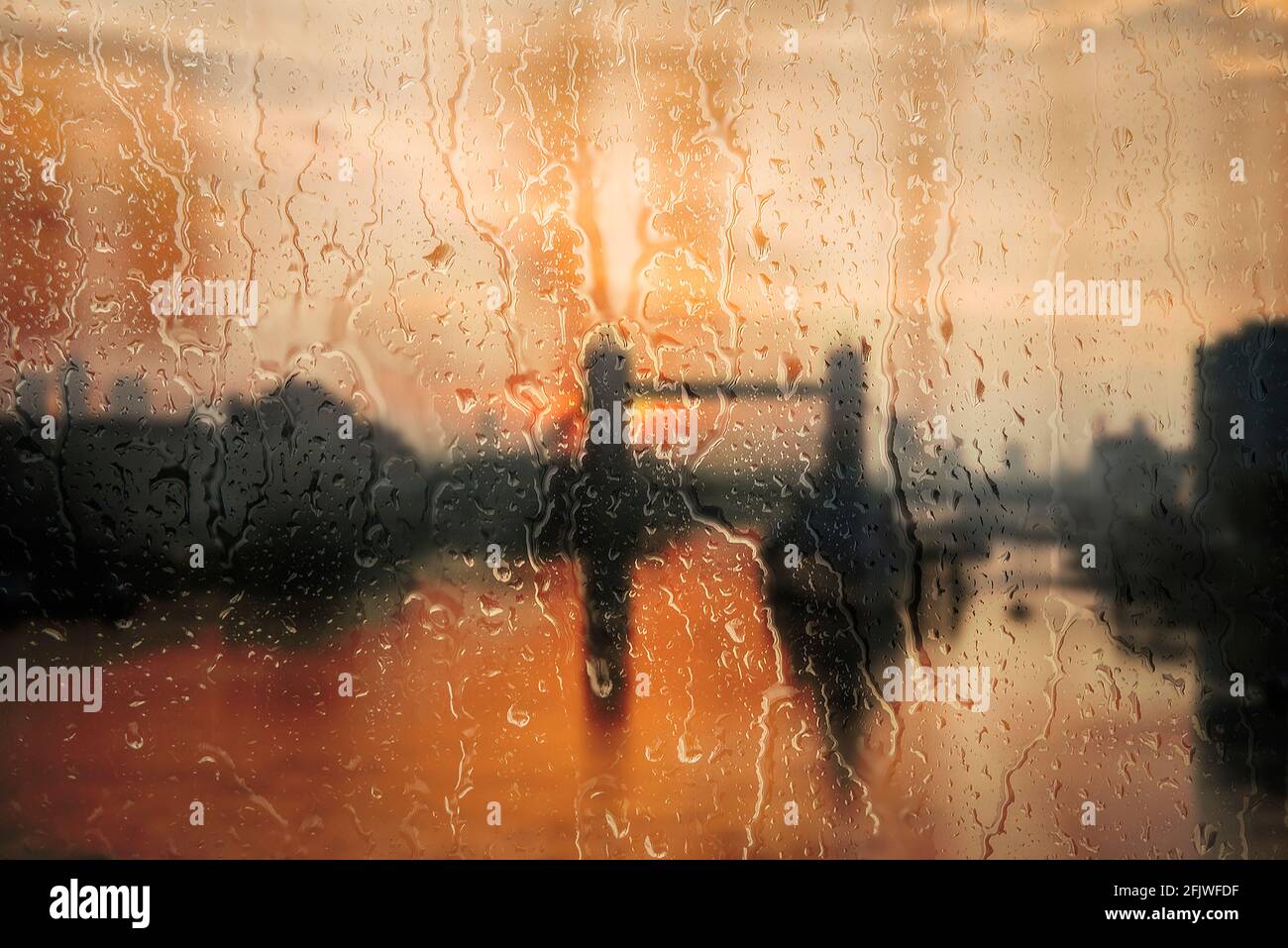 Beautiful landscape conceptual view of London City through glass window ...
