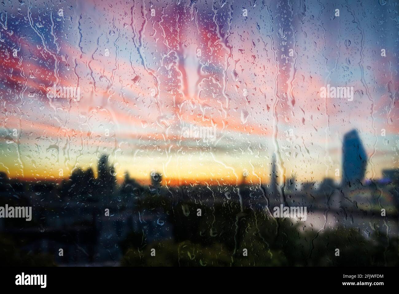 Beautiful landscape conceptual view of London City through glass window ...