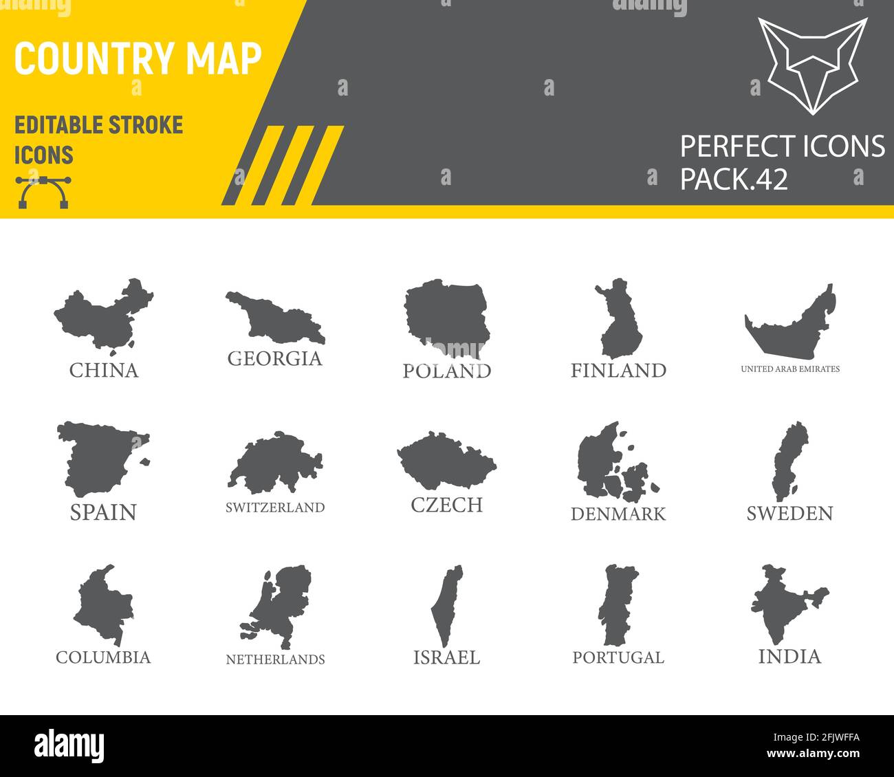 Map of country glyph icon set Stock Vector Image & Art - Alamy