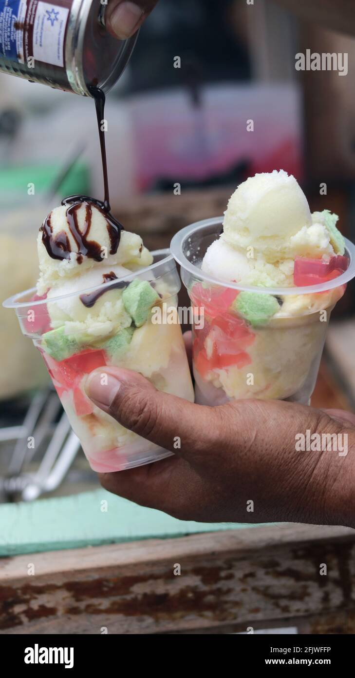Es doger is an Indonesian coconut milk-based shaved ice beverage with ...