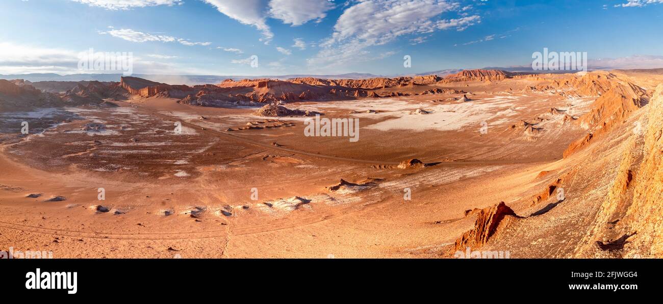 Moon Valley, Valle de la Luna, at sunset, in Atacama desert, Chile, South America Stock Photo ...
