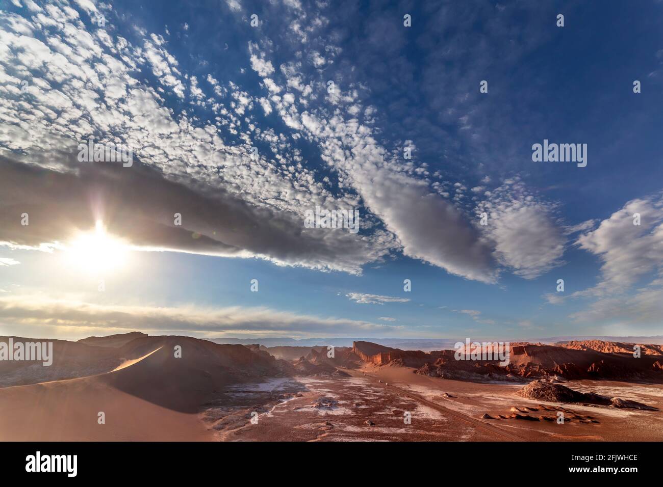 Moon Valley, Valle de la Luna, at sunset, in Atacama desert, Chile, South America Stock Photo ...