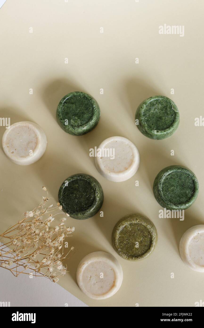 Many bars of natural eco colored soaps in light background Stock Photo ...