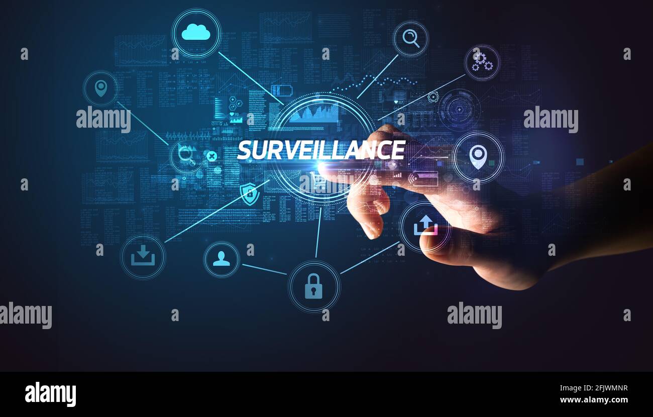 Hand touching cybersecurity button concept Stock Photo - Alamy