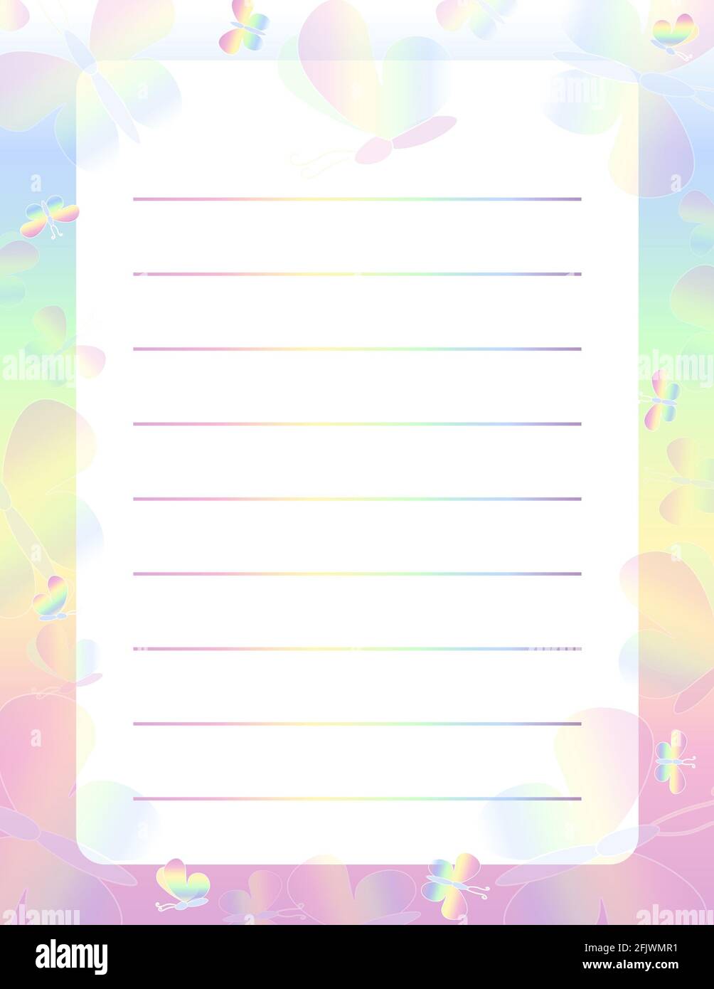 Lined Letterhead border. Pastel colors butterfly frame. Digital JW ...
