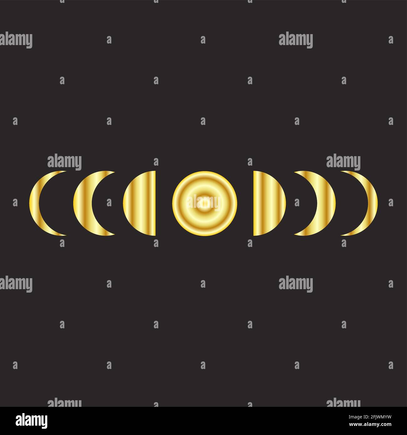 Golden moon phases icon Night space astronomy and nature moon phases ...