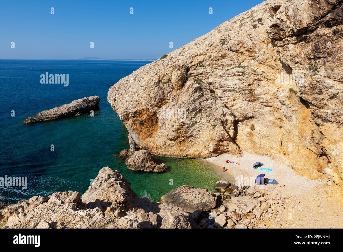 Stara Baska, Croatia - July, 22: Family relaxing in the Stara Baska ...