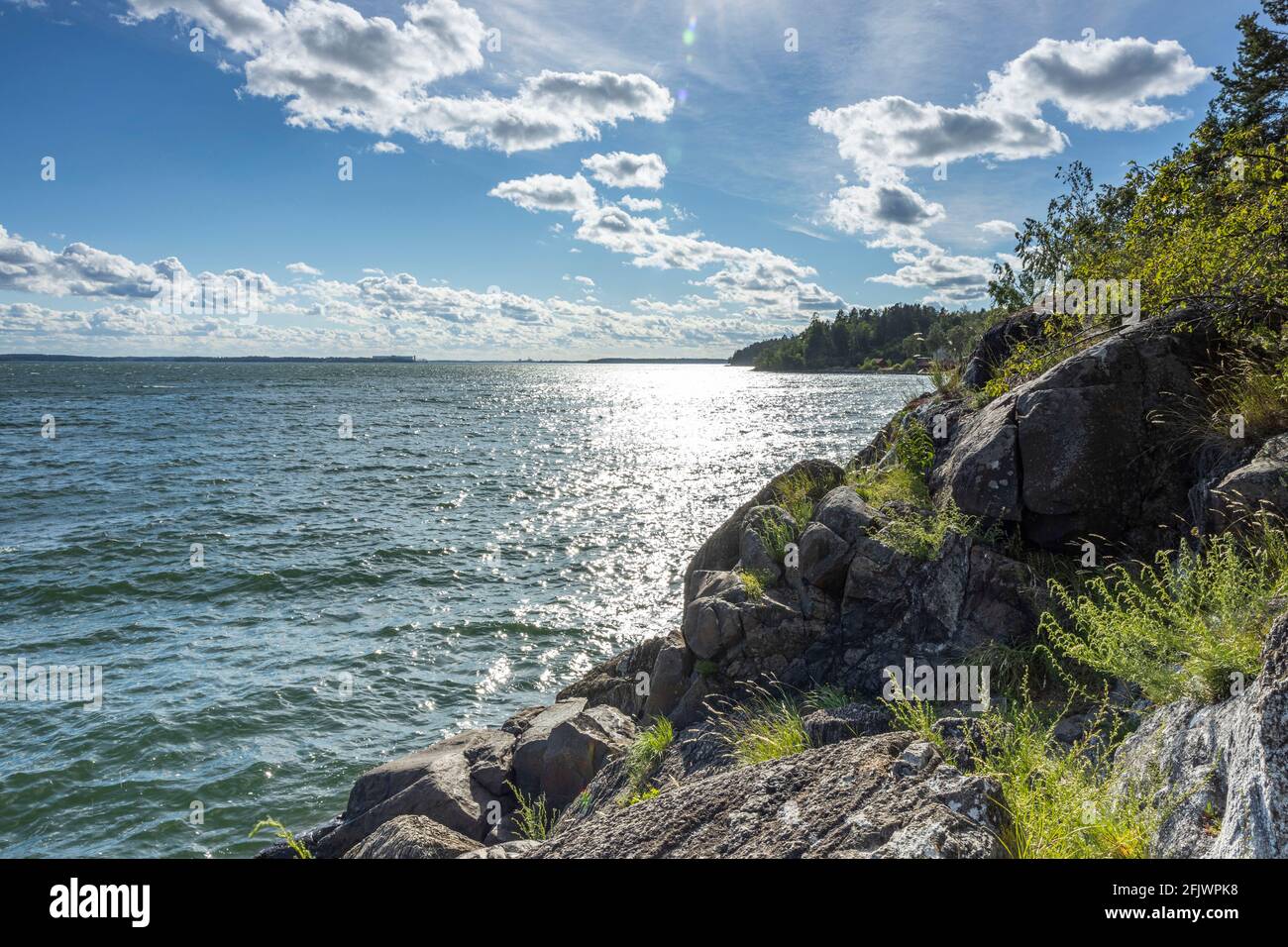 Amazing beauty sunset on Baltic sea on blue sky with clouds. Beautiful ...