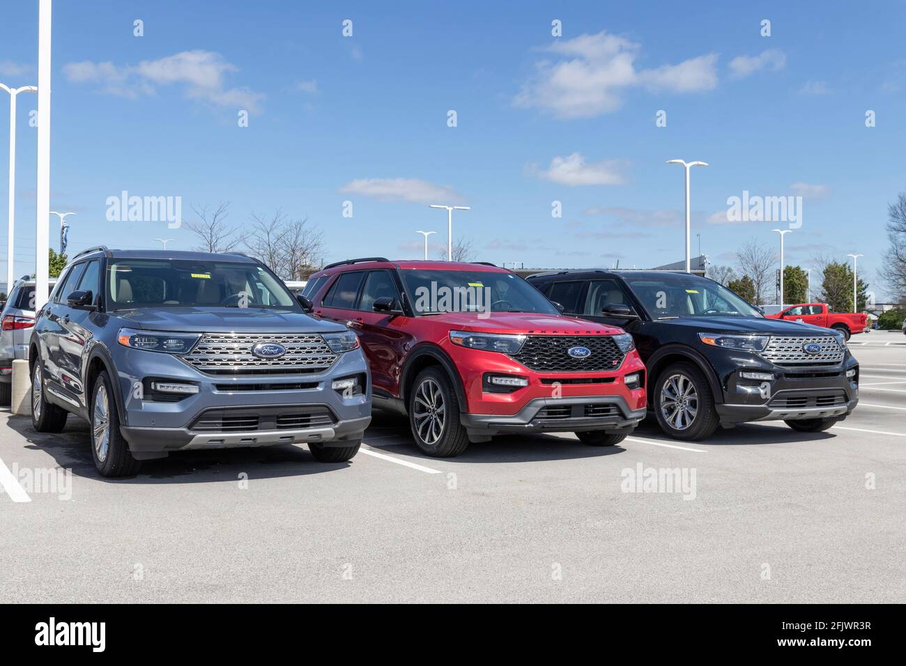 Plainfield - Circa April 2021: Ford Explorer display at a dealership ...