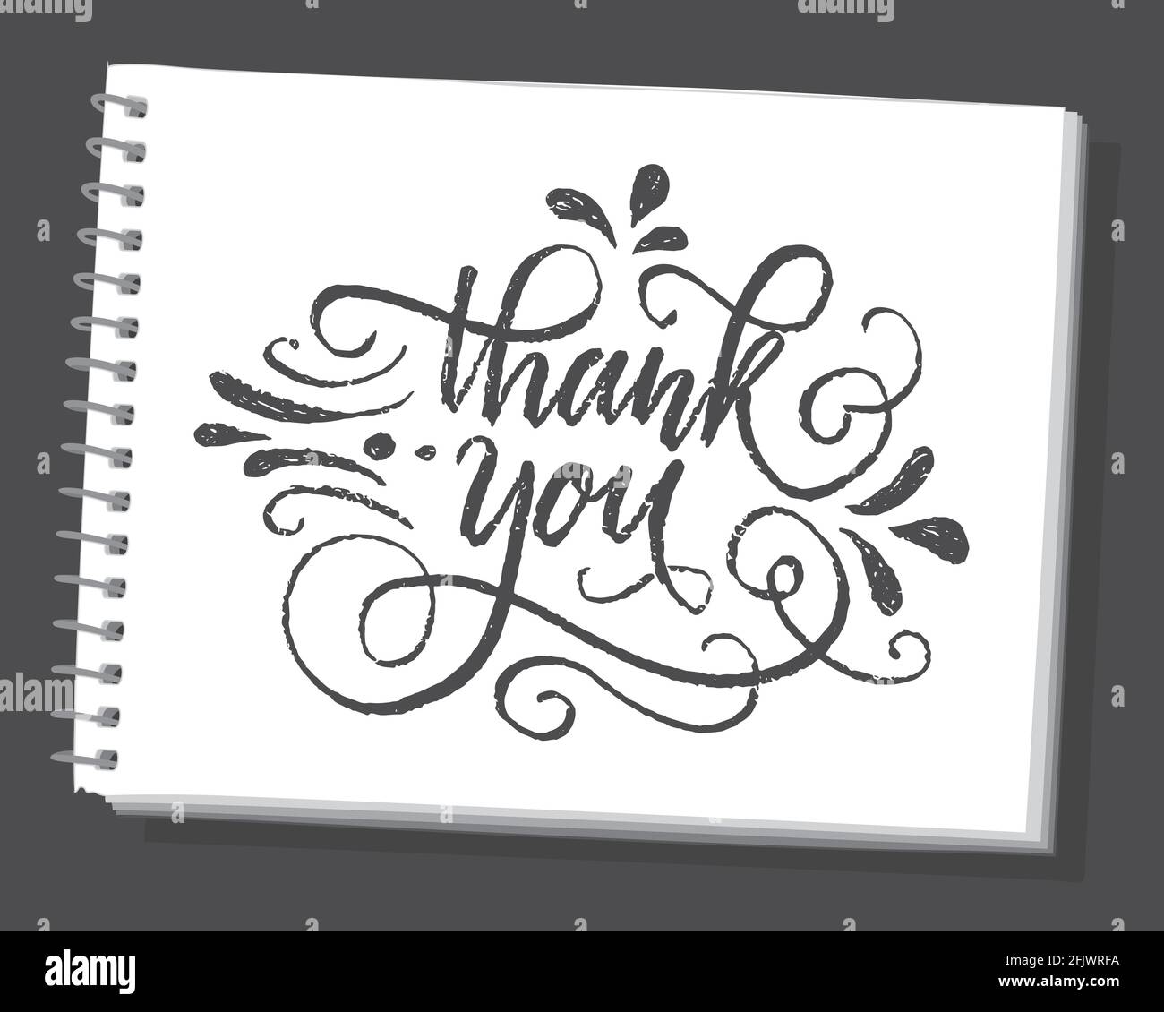 Thank you hand lettering with flourish art on white background. Hand ...