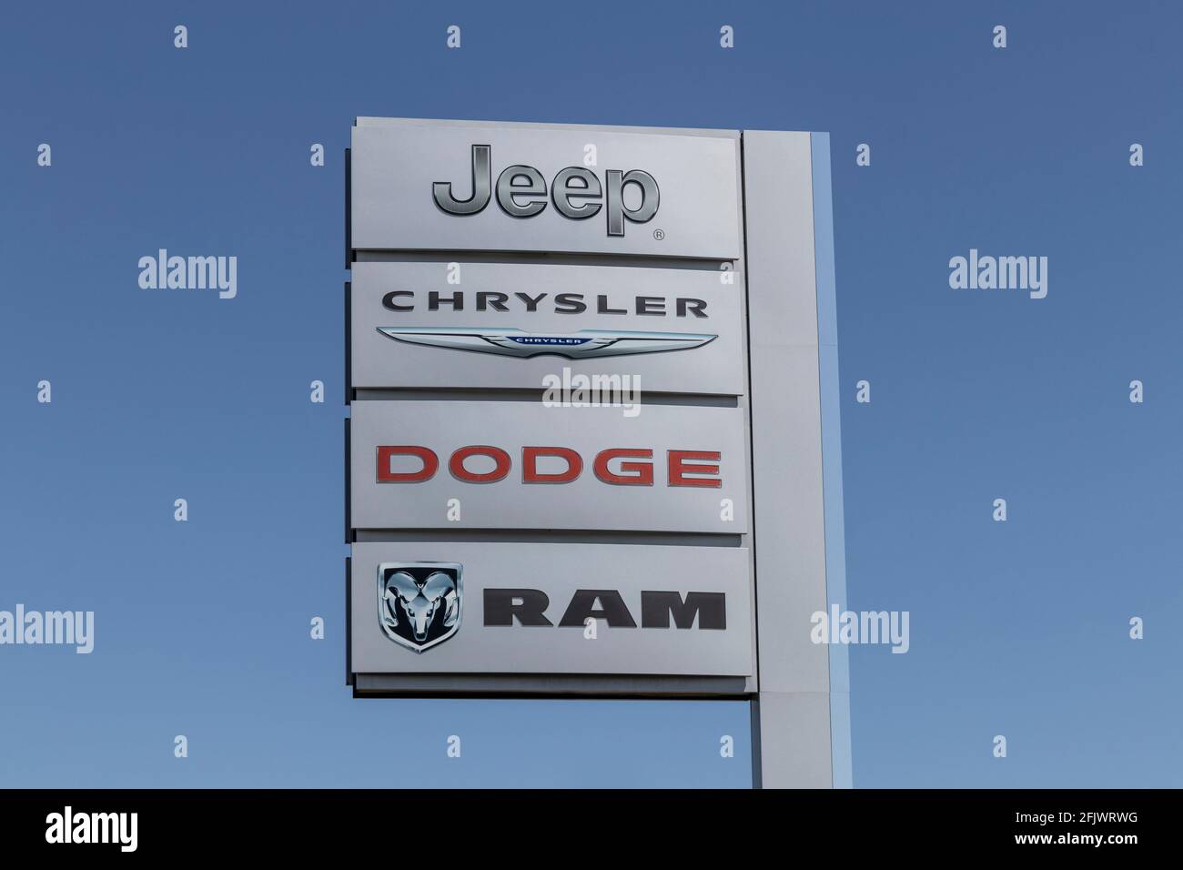 Indianapolis - Circa April 2021: The Stellantis subsidiaries of FCA are ...