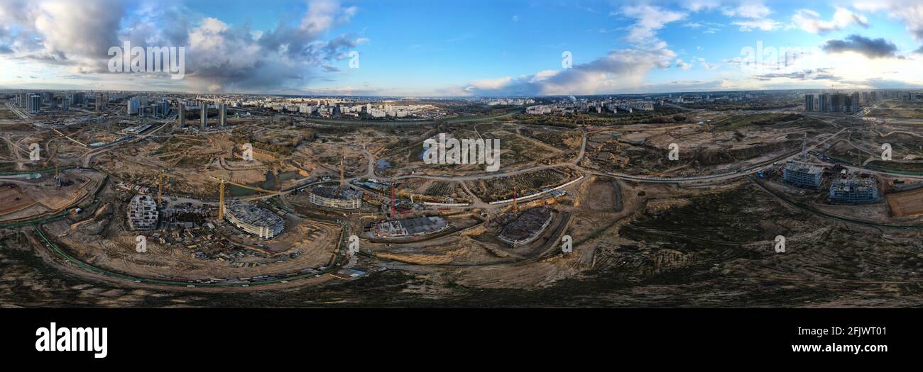 Large construction site. Construction of multi-storey buildings has ...