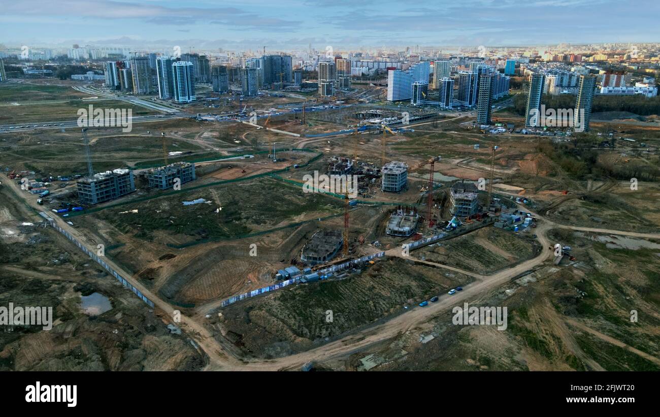 Large construction site. Construction of multi-storey buildings has ...