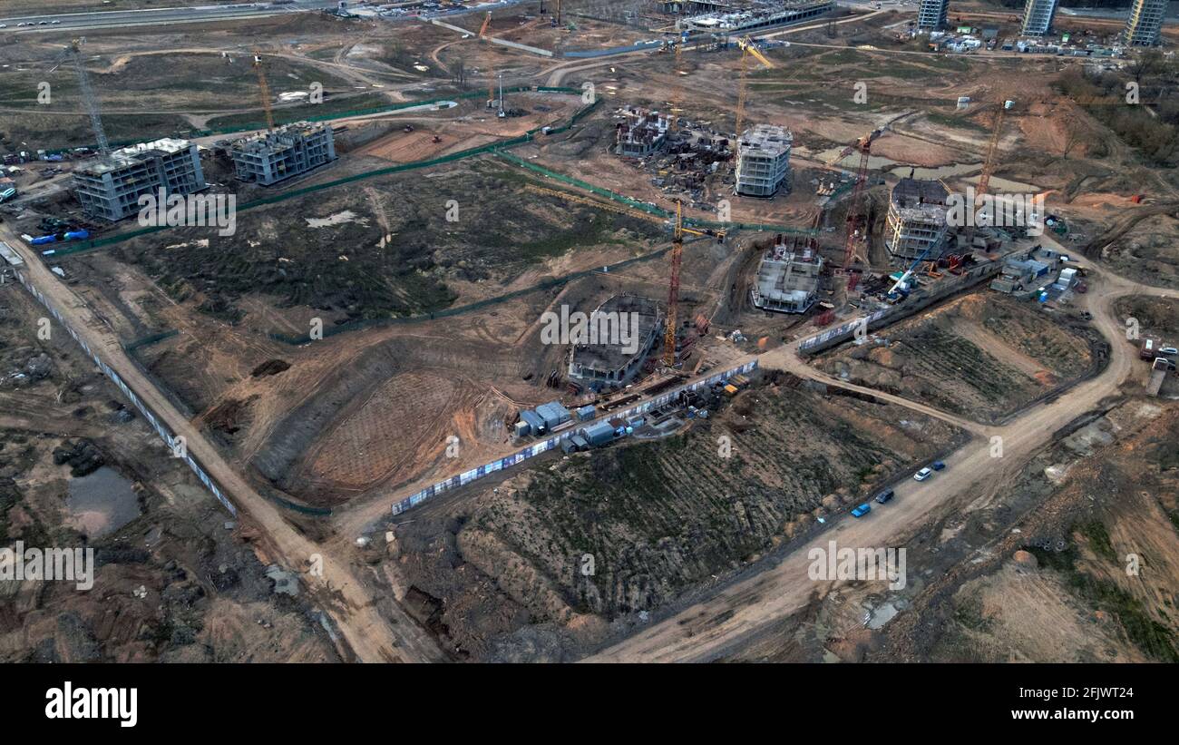 Large construction site. Construction of multi-storey buildings has ...