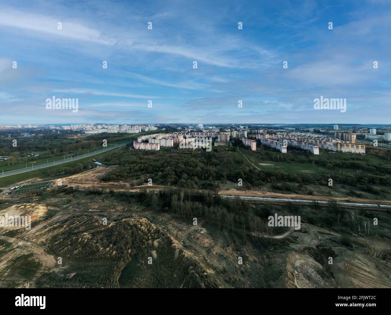 Large construction site. Construction of multi-storey buildings has ...