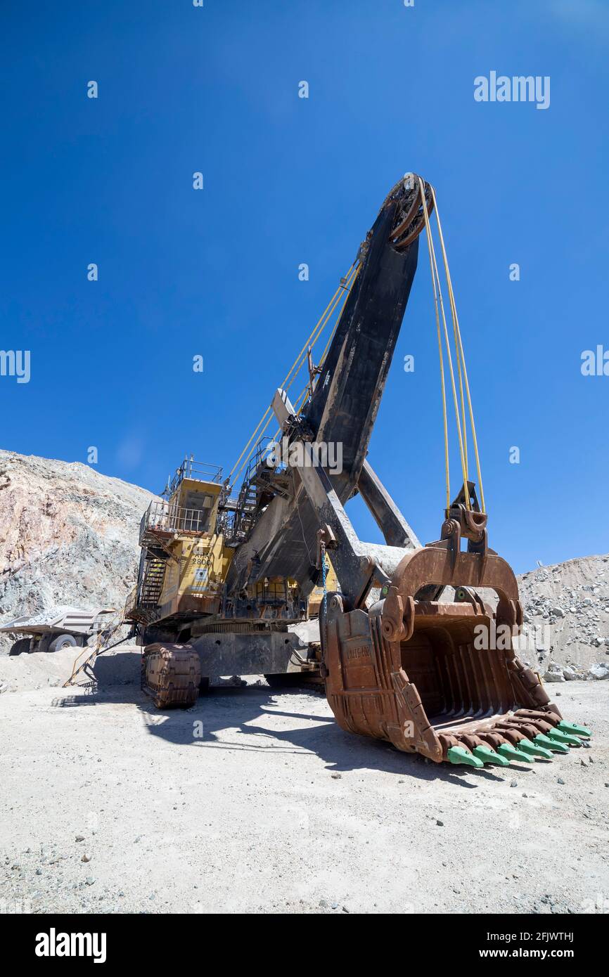 Big haul truck and machinery working in Chuquicamata, biggest open pit ...